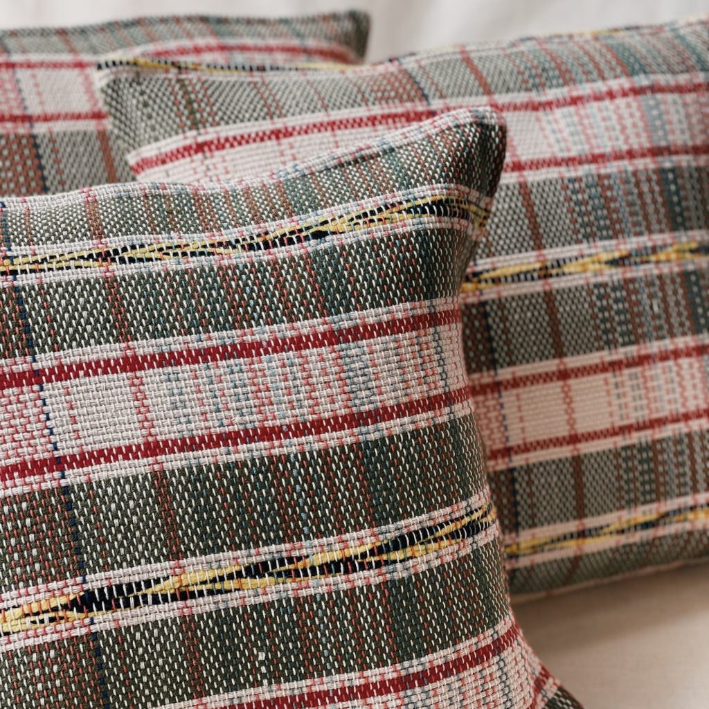 OLIVE GREEN STRIPED CUSHION COVER - Tradition Now